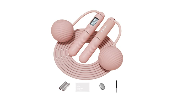 YOTTOY Cordless Jump Rope with Counter - Ropeless Jump Rope 2 In 1 with ...