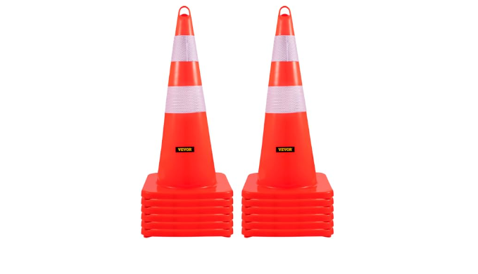 VEVOR Safety Cones, 12 x 28″ Traffic Cones, PVC Orange Construction ...