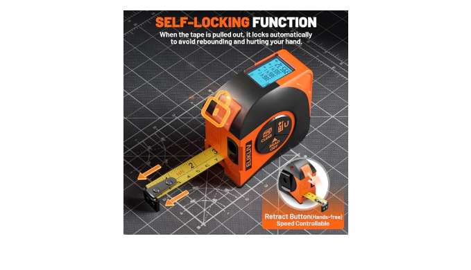 Elikliv Laser Tape Measure 197Ft Rechargeable Laser Measurement & 16Ft Manual Measuring Digital ...