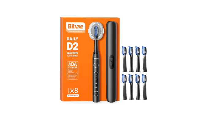Bitvae Ultrasonic Electric Toothbrush for Adults and Kids, ADA Accepted Travel Toothbrush with ...