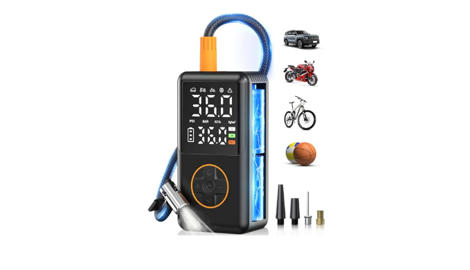 NUSTE Tire Inflator Portable Air Compressor with Upgrade Dual Screen ...
