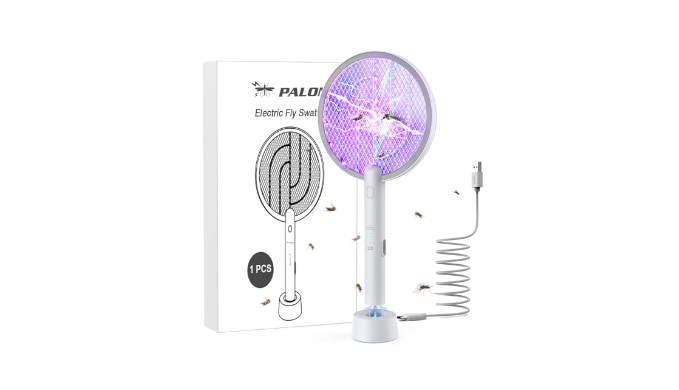 PALONE Electric Fly Swatter 4000V Bug Zapper Racket 2 in 1 Fly Swatter ...
