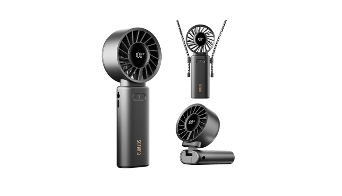 SOTHING Portable Handheld Fan, 3600mAh Rechargeable Personal Fan, 19Hrs ...