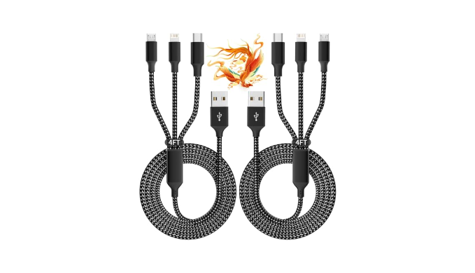 IDISON Multi Charging Cable(2Pack 4FT), 3 in 1 USB Charging Cable for Multiple Devices, Braided ...