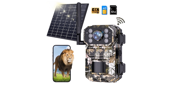 AUOSHI 4G LTE Cellular Trail Camera Wireless, 4K Solar Powered Game ...