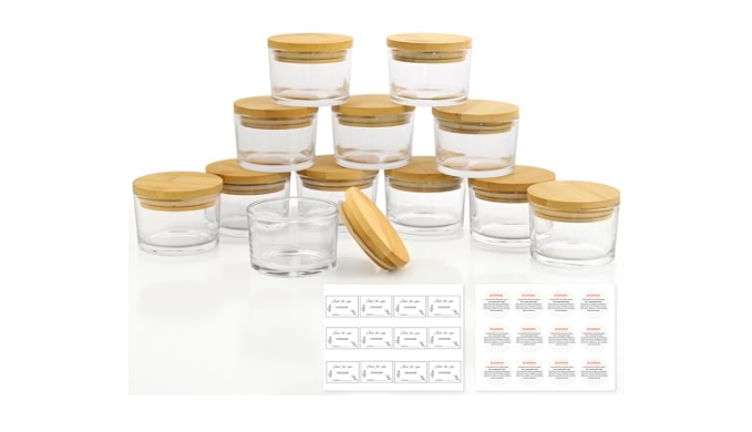YZEROBAMB 12 Pack 4 OZ Thick Heat-Resistant Glass Candle Jars with ...