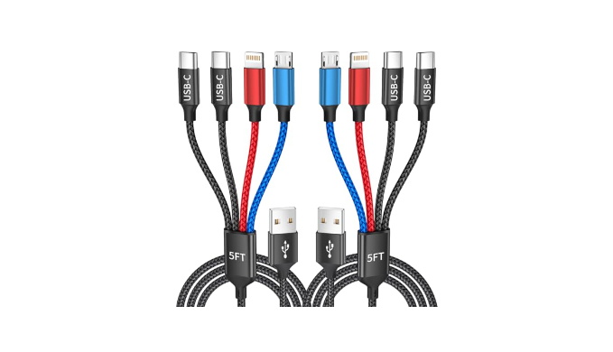 Dual Type-C 4 in 1 Charging Cable 5FT 2Pack, Multi Charging Cable for ...