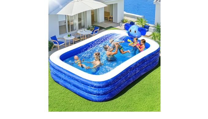 Inflatable Pools with Sprinkler,Upgraded Elephant Inflatable Swimming ...