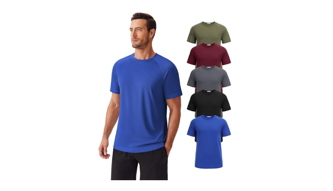 Mens Tshirts Multipack Moisture Wicking Shirts for Men Dry Fit Gym ...