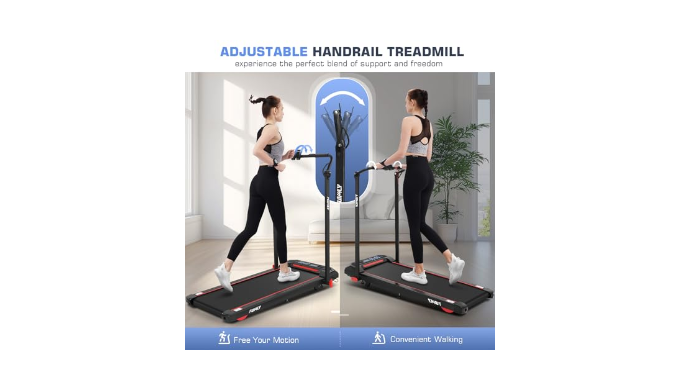 FUNMILY Folding Treadmill with Handles, Foldable Walking Pad Treadmill ...