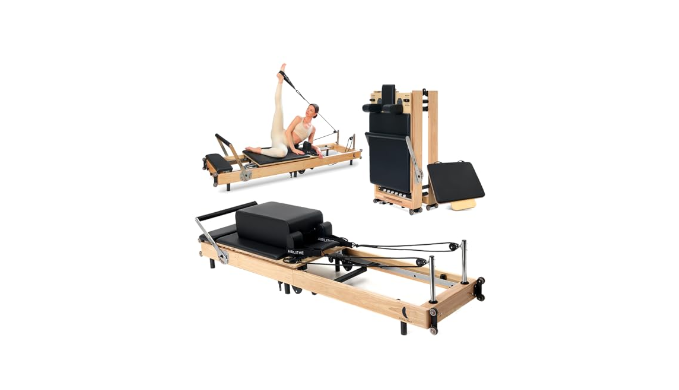 Foldable Pilates Reformer Machine. Wooden Frame Reformer Machine with ...