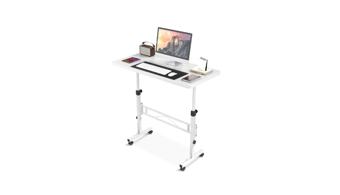 Small Standing Desk Adjustable Height, Mobile Stand Up Desk with Wheels ...