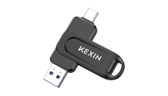 KEXIN 128GB USB C Flash Drive 100MB/s Swivel Dual USB 3.0 USB-A & Type ...