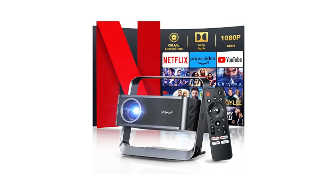 [Netflix Licensed & Native 1080P] Polocsh 4K Projector with WIFI 6 and ...