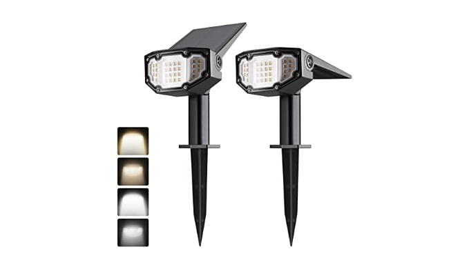 EverBrite 30 LED Solar Landscape Spotlights - Outdoor, IP67 Waterproof ...