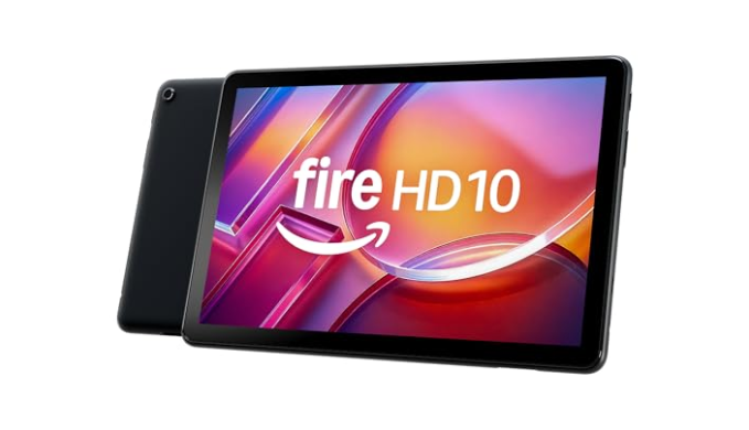 Amazon Fire HD 10 tablet (newest model) built for relaxation, 10.1″ vibrant Full HD screen, octa ...