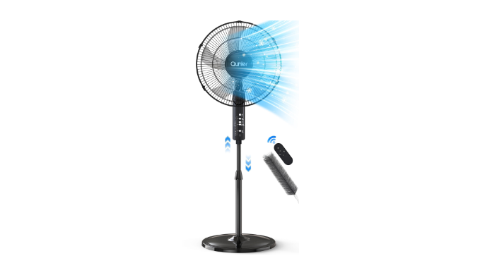 16″ Pedestal Fan with Remote, 3-Speed Height Adjustment Standing Fan ...