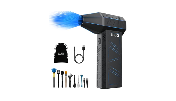 EUKI Compressed Air Duster-150000RPM Electric Air Duster, Cordless Rechargeable High-Speed Air ...