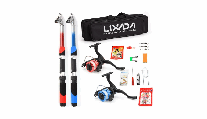 Lixada Fishing Rod Reel Combo Full Kit with 2PCS 2.1m Telescopic ...