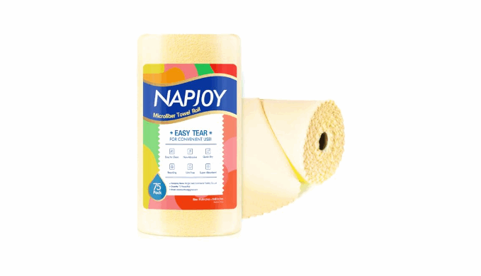 Napjoy Microfiber Cleaning Cloth Roll, 75PK Easy Tear Away Reusable ...