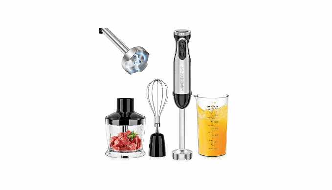 Bonsenkitchen 4-in-1 Immersion Blender Handheld, 20 Speeds Hand Blender with Turbo Mode ...