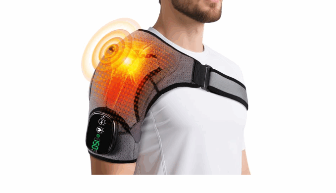 FlareMore Cordless Shoulder Heating Pad with Vibration for Rotator Cuff ...