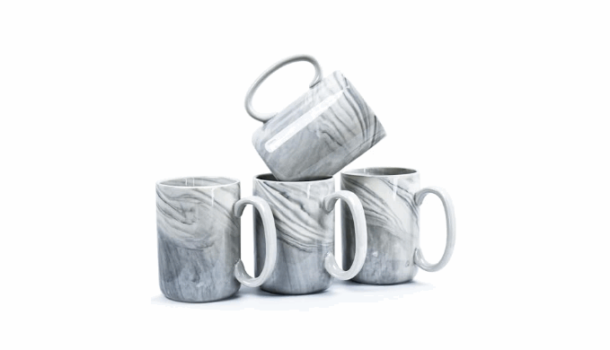 NBABSR Coffee Mugs Set of 4,16 OZ Large Marble Ceramic Tea Cups with ...
