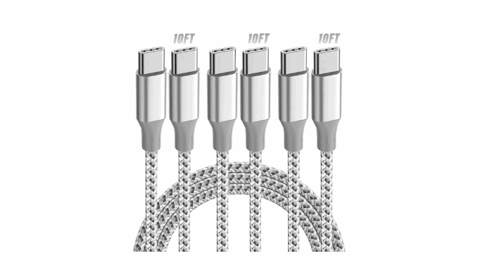 KYEHD USB C Cable，3 Pack 10FT 60W Fast Charging USB C to USB C Cable ...