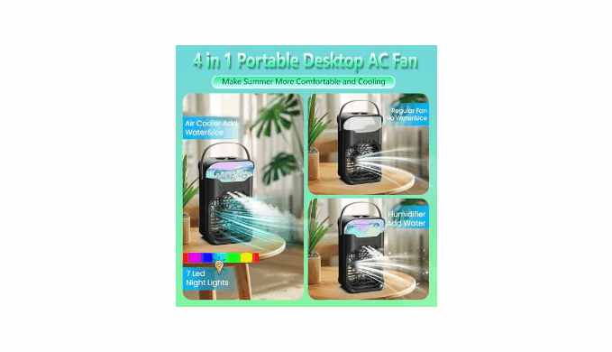 iFTY Small Portable Air Conditioners, Portable AC Unit w/Remote, 1.5L Water Tank, 3 Speeds, 2 ...