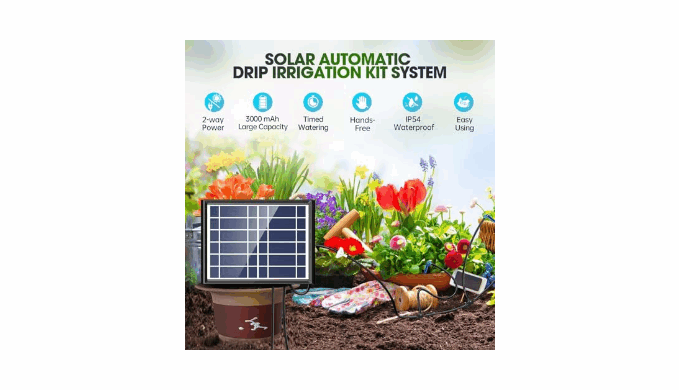 Solar Drip Irrigation System Outdoor, Skycow 3W Solar & USB Power Drip ...