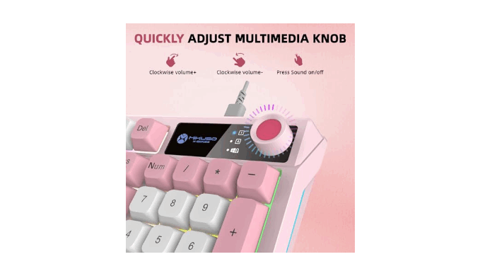 Gaming Keyboard USB Linear Wried RGB Rainbow Light with Volume Knok ...