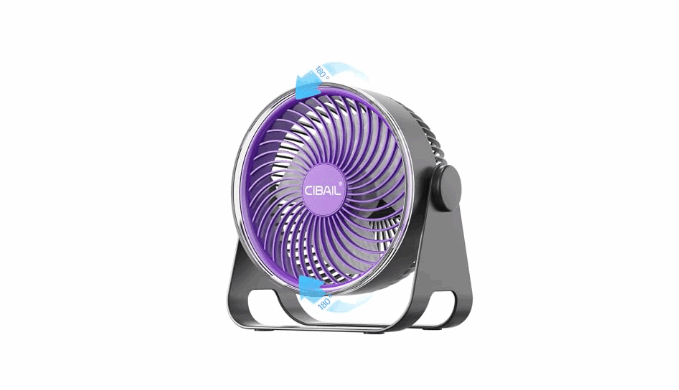 CIBAIL Brushless Motor Desk Fan, 7-Inch Quiet Turbo Table Fan with 5 ...