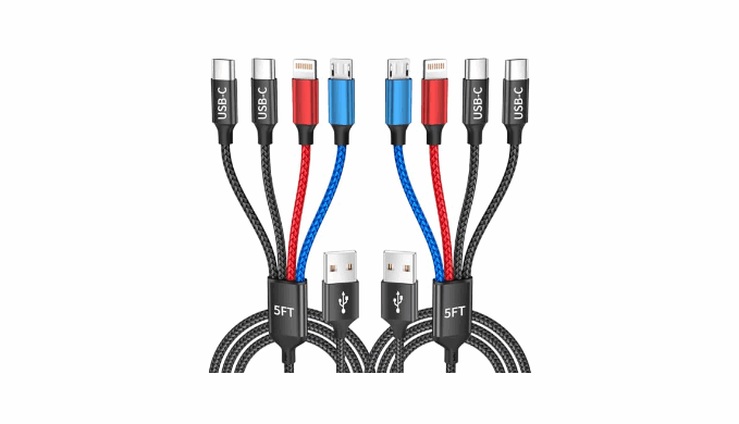 Travel Essentials, Dual Type-C 4 in 1 Multi Charging Cable for Multiple ...