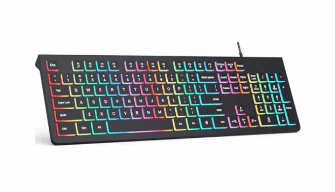 Wired Backlit Keyboard, Lighted Computer Keyboard with 8° Adjustable ...