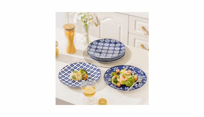 ZONEYILA Porcelain Dinner Plates, 10-Inch Ceramic Plates for Salad ...