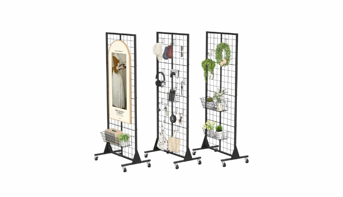 SPACECARE Gridwall Panel Display Stand 2.1′ x 5.5′ Ft, Heavy Movable ...