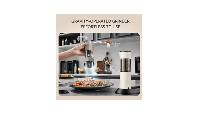 Gravity Electric Salt and Pepper Grinder Set – Rechargeable Pepper Mill ...