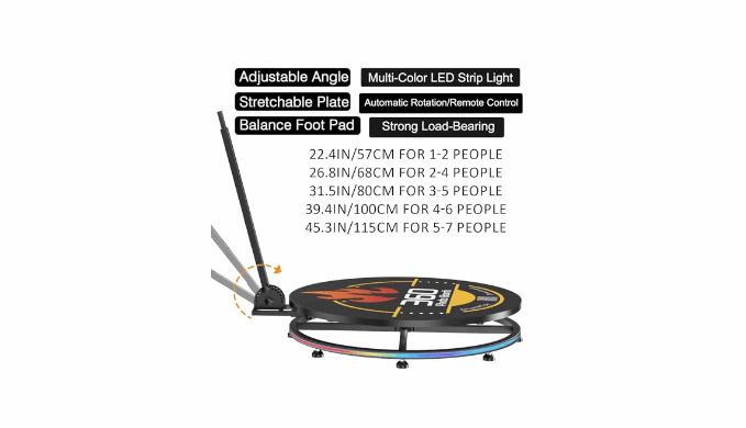 MWE 360 Photo Booth Machine for Parties with Flight Case,RGB Strip Light,Software APP Remote ...