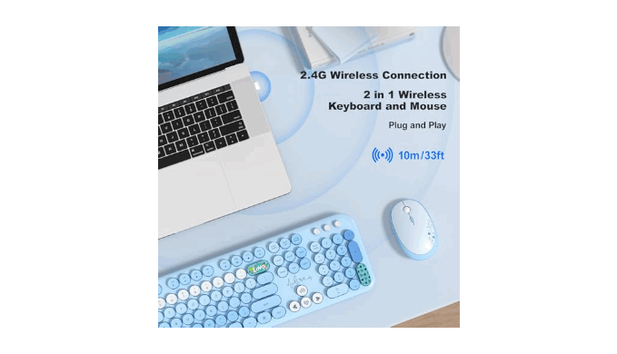 Wireless Keyboard and Mouse Combo, MOWUX Full Size Typewriter Retro ...
