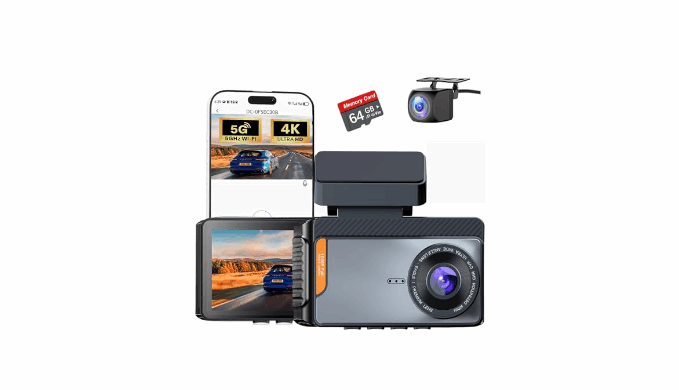 4K WiFi Dual Channel Dash Cam, Dash Cam Front and Rear 4K+1080P for ...