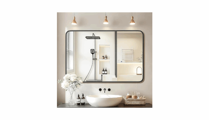 CQHVKQ 24″×36″ Bathroom Mirror for Wall, Modern Bathroom Vanity Mirror ...