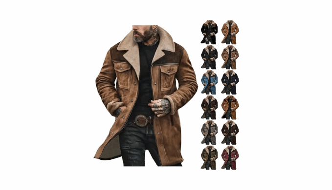 Rjognt Suede Jacket Men Mens Leather Jacket Trench Coat Men Plus Size ...
