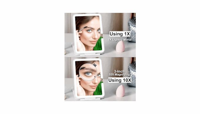 LUKYMIRO Rechargeable Travel Makeup Mirror with Lights, Portable ...