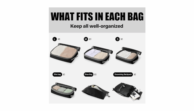 Kookoomia 6 Set Compression Packing Cubes for Travel, Lightweight and ...