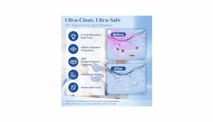 Vcyems Retainer Cleaner Machine, Ultrasonic Dental Cleaner Pod for ...