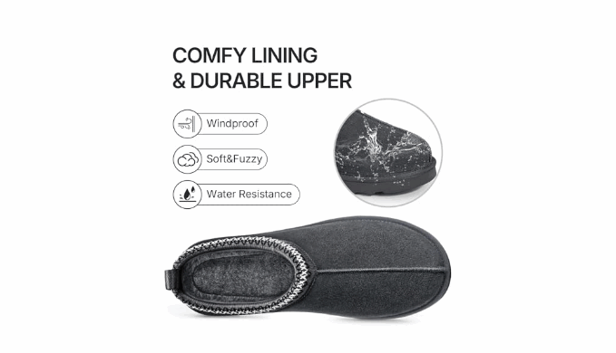 ATHMILE Mens Slippers Tasman House Slippers for Men Short Ankle Mini ...