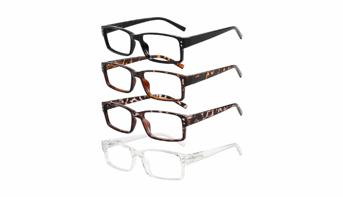 WENLCCK Rectangle Reading Glasses for Men and Women with Spring Hinges ...