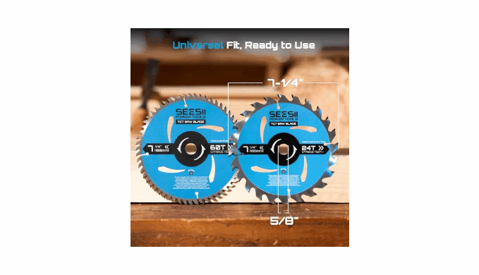 Seesii 7-1/4″ Circular Saw Blade, 24T & 60T 2-Pack Combo, 5/8″ Arbor ...