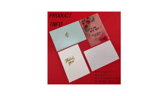 BenQuand Luxury 3-Piece Thank You Card Set, Flat Note with Envelope ...