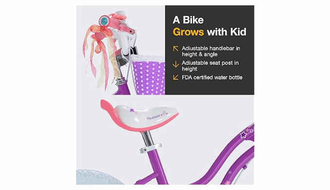 RoyalBaby EZ Stargirl Kids Bike,Easy Learn to Biking,14 Inch Bicycle,Beginners Girls Bicycle for ...